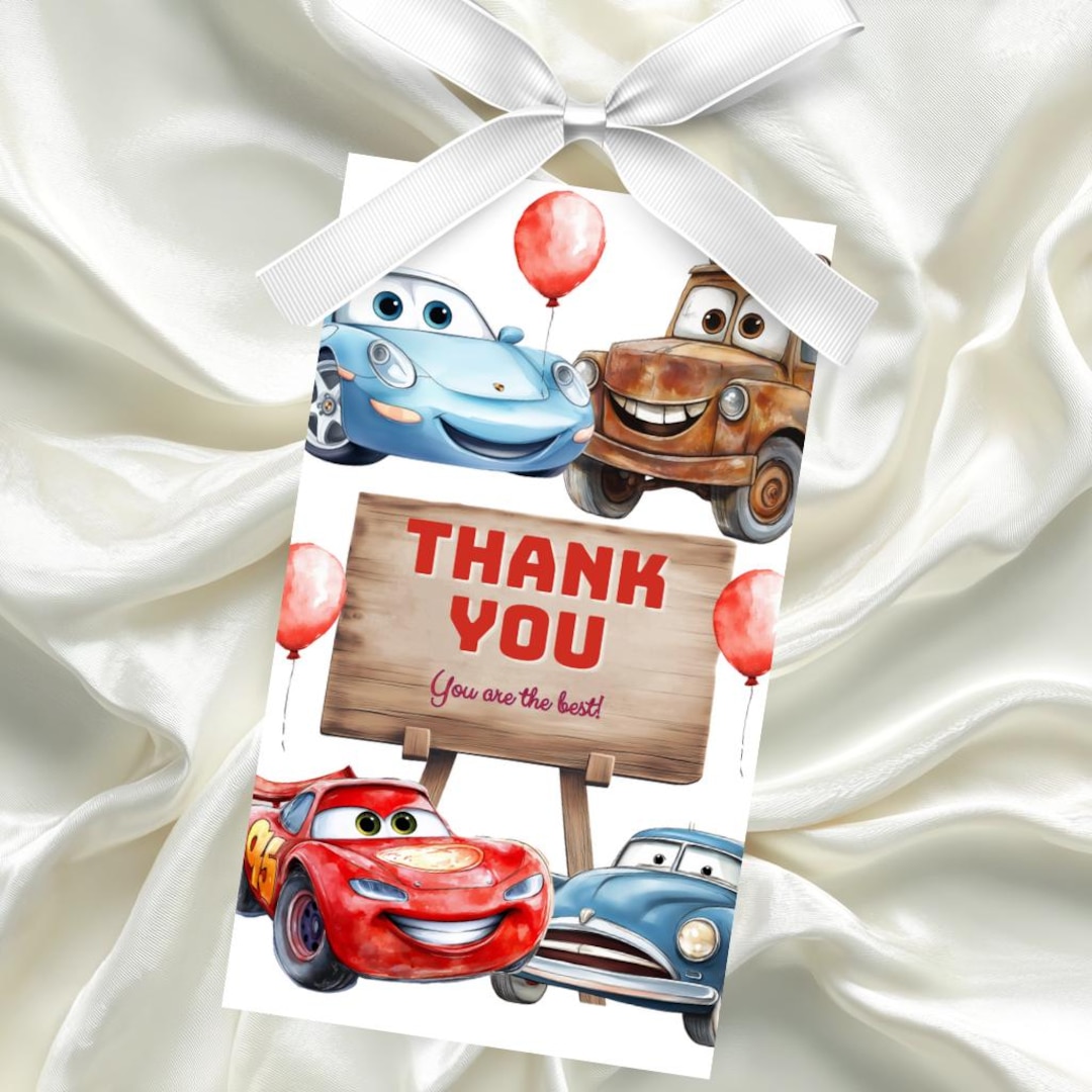 Editable Cars Thank You Tag: Lightning Mcqueen Party Favor (digital ...