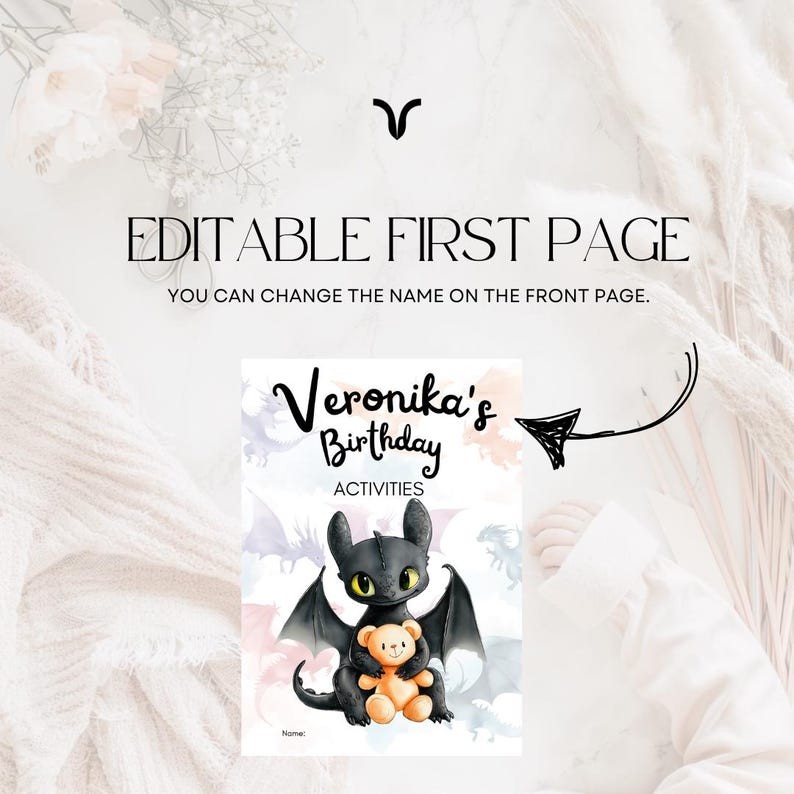 Personalized Toothless Birthday Activity Bundle: Printable Kids Party ...