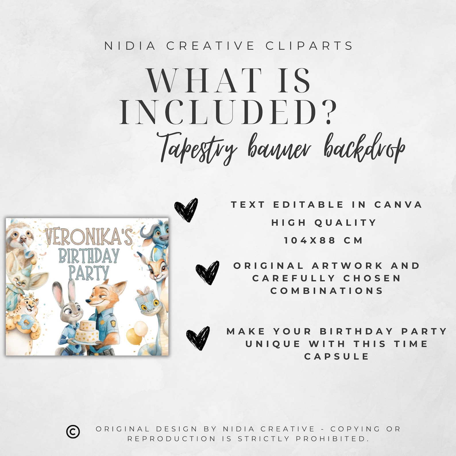 Zootopia 2 Birthday Backdrop: Party Decor (digital Download, 41x35 ...