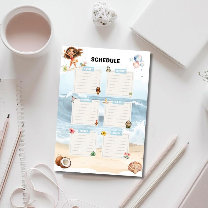 Moana Weekly Planner: Editable Kids Schedule Canva Template (digital ...