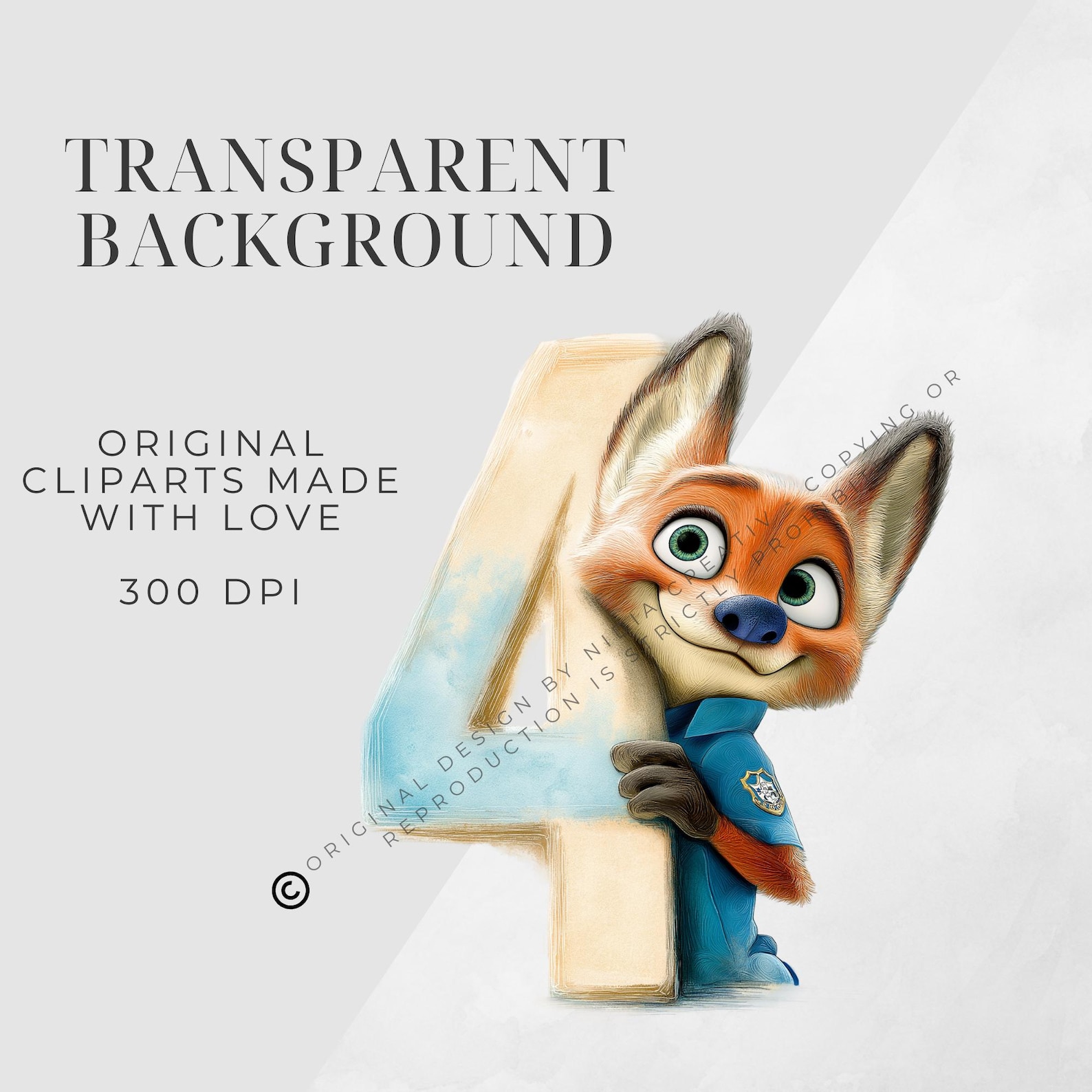 Nick Zootopia Clipart Numbers: Light Blue and Gold Watercolor Letters ...