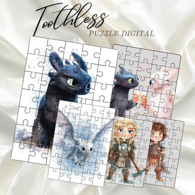 Toothless Digital Puzzle: Printable Kids Party Games (digital Download ...