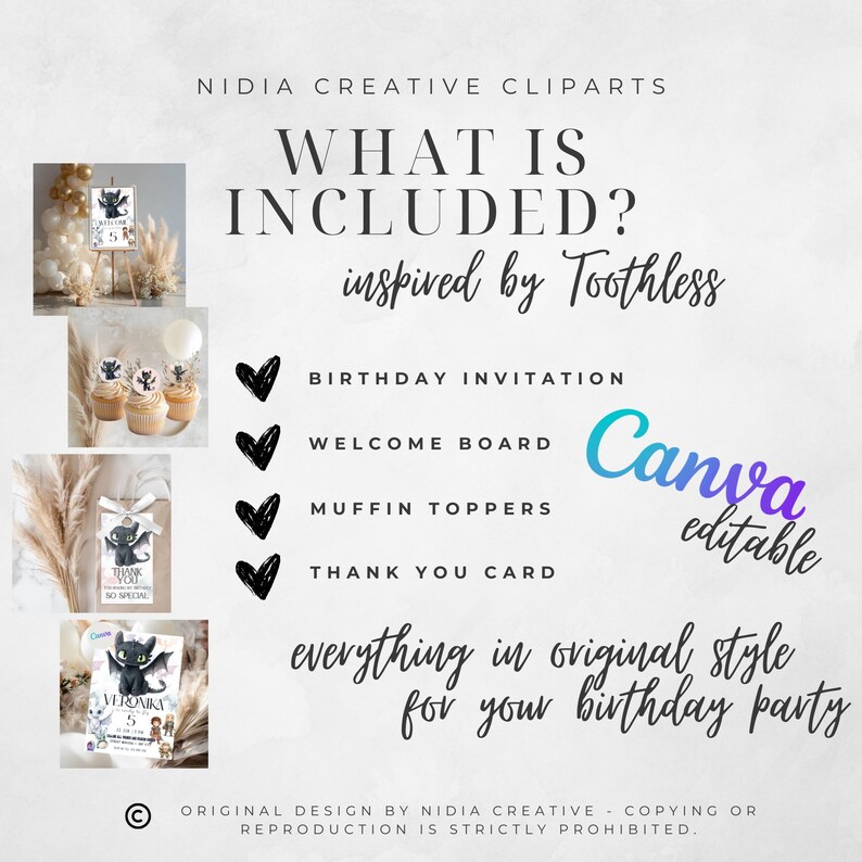 Toothless How to Train Your Dragon Birthday Party Bundle: Invitation ...