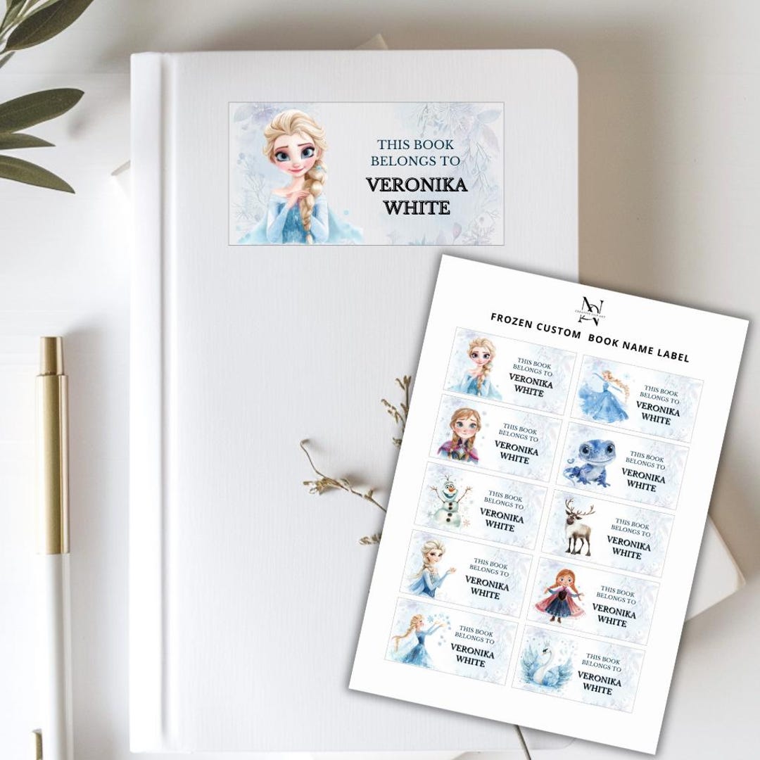 Frozen Elsa Anna Book Labels, School Name Tags (digital Download) - Etsy