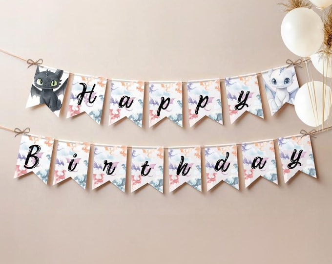 Toothless Birthday Banner: How to Train Your Dragon Party Decor ...