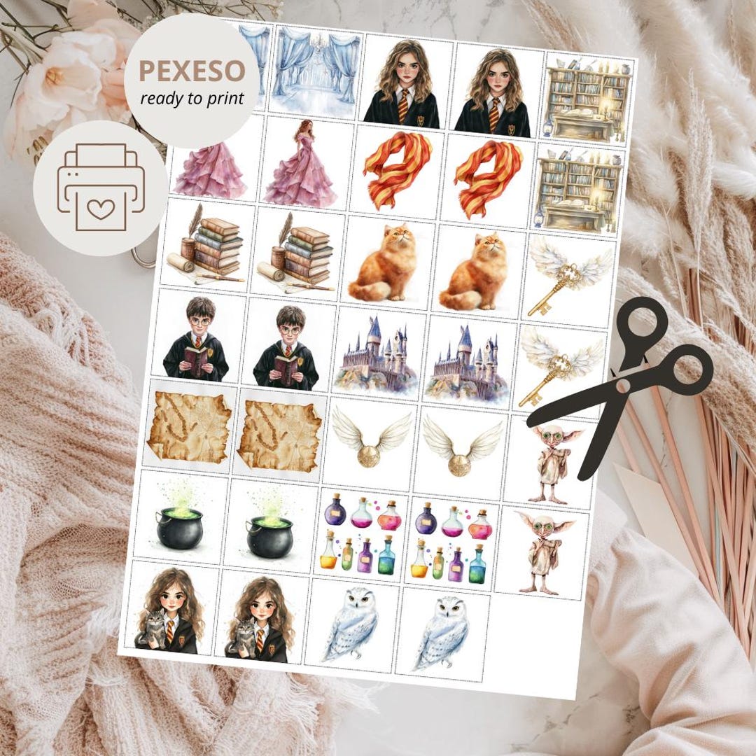Wizard School Memory Game: Printable Matching Pairs (digital Download ...