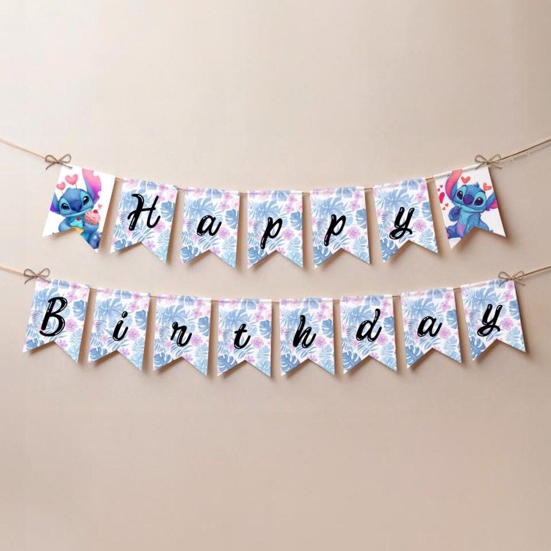 Stitch Birthday Banner: Lilo & Stitch Party Decoration (digital ...