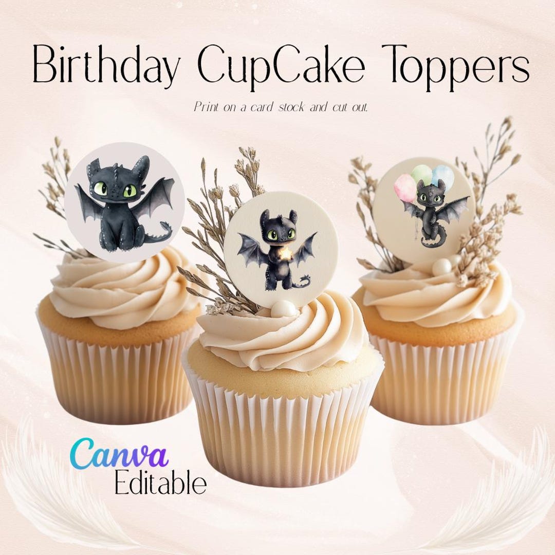 Toothless Cupcake Toppers: How to Train Your Dragon Party (printable ...
