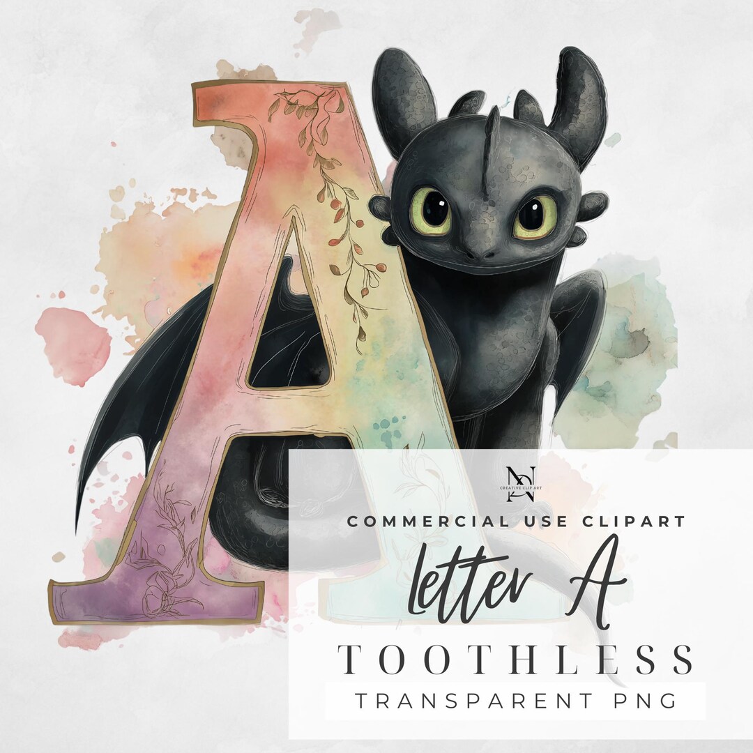 How to Train Your Dragon Clipart Letter A, Watercolor Toothless ...