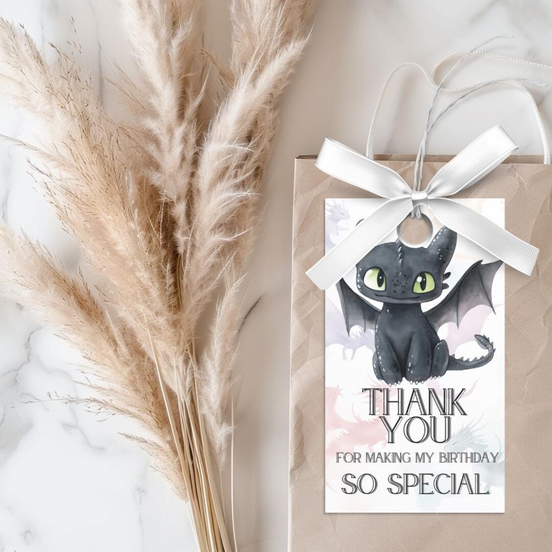 Toothless Thank You Card | Printable Dragon Birthday Party Favor | How ...