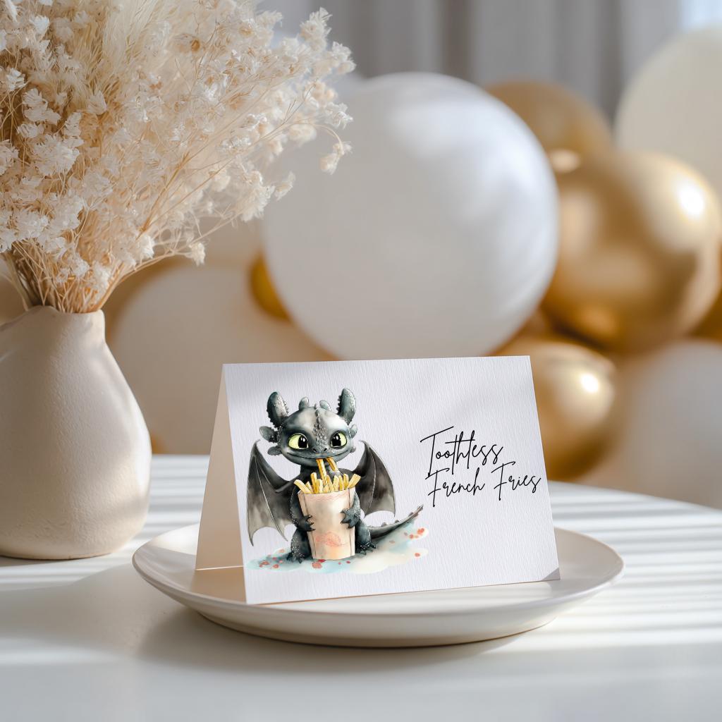 Toothless Party Food Tent Cards – How to Train Your Dragon (editable ...