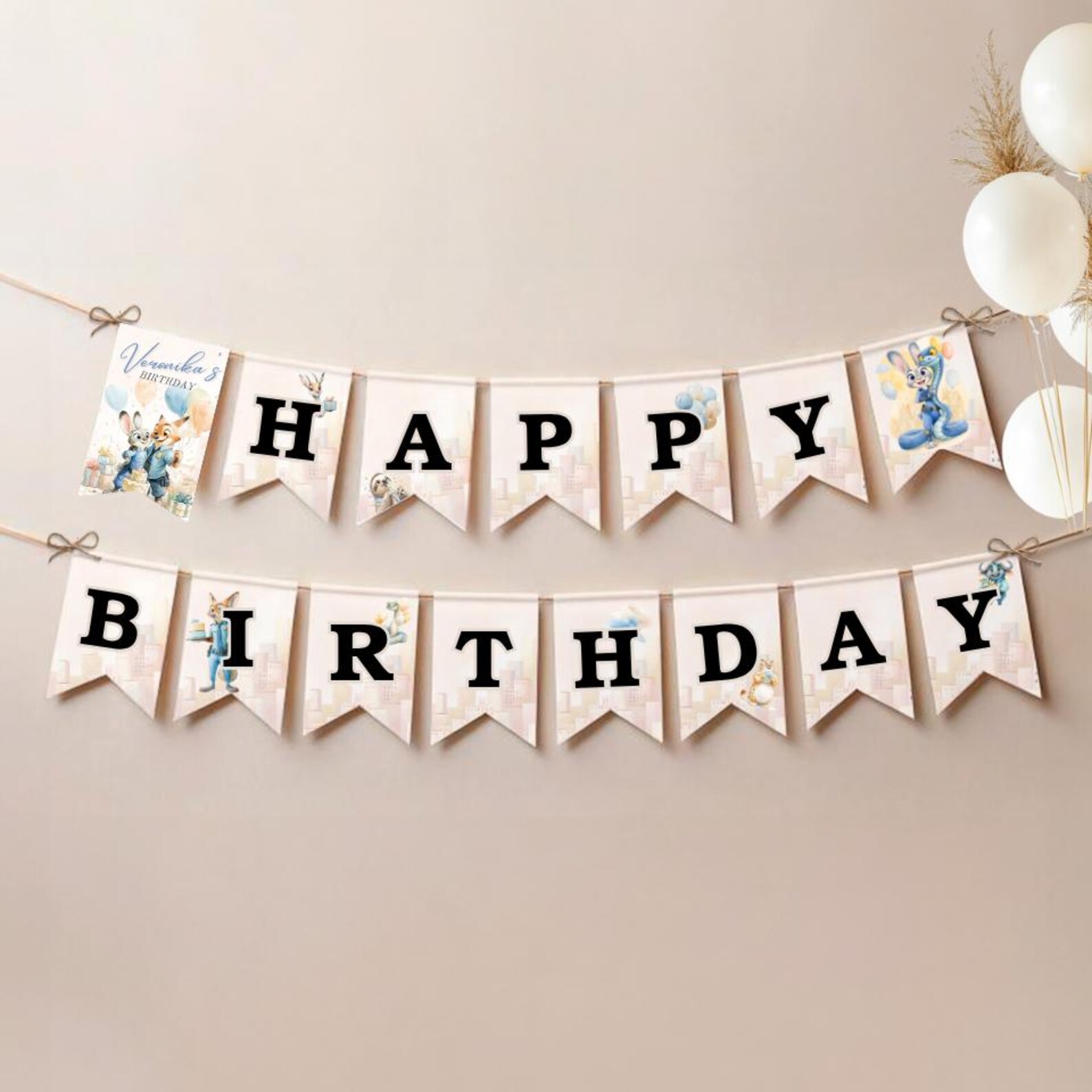 Zootopia Judy Hopps Birthday Banner: Editable Canva Template, (digital ...