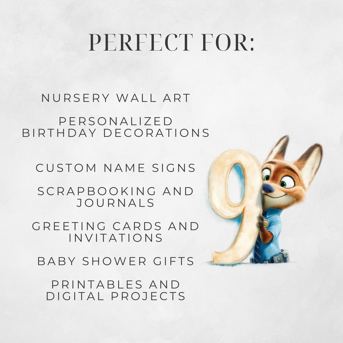 Nick Zootopia Clipart Numbers: Light Blue and Gold Watercolor Letters ...