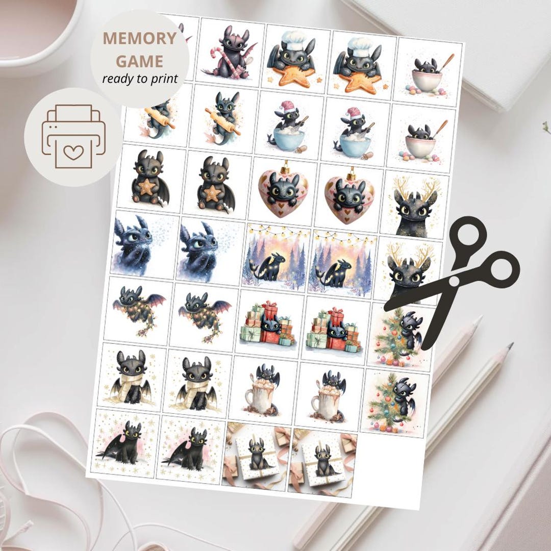 Toothless Christmas Memory Game: How to Train Your Dragon Printable ...