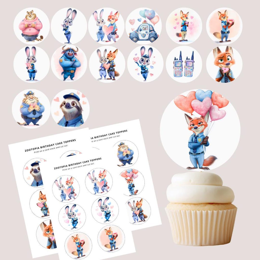 Adornos para cupcakes de Zootopia 2: Decoraciones para fiestas de ...