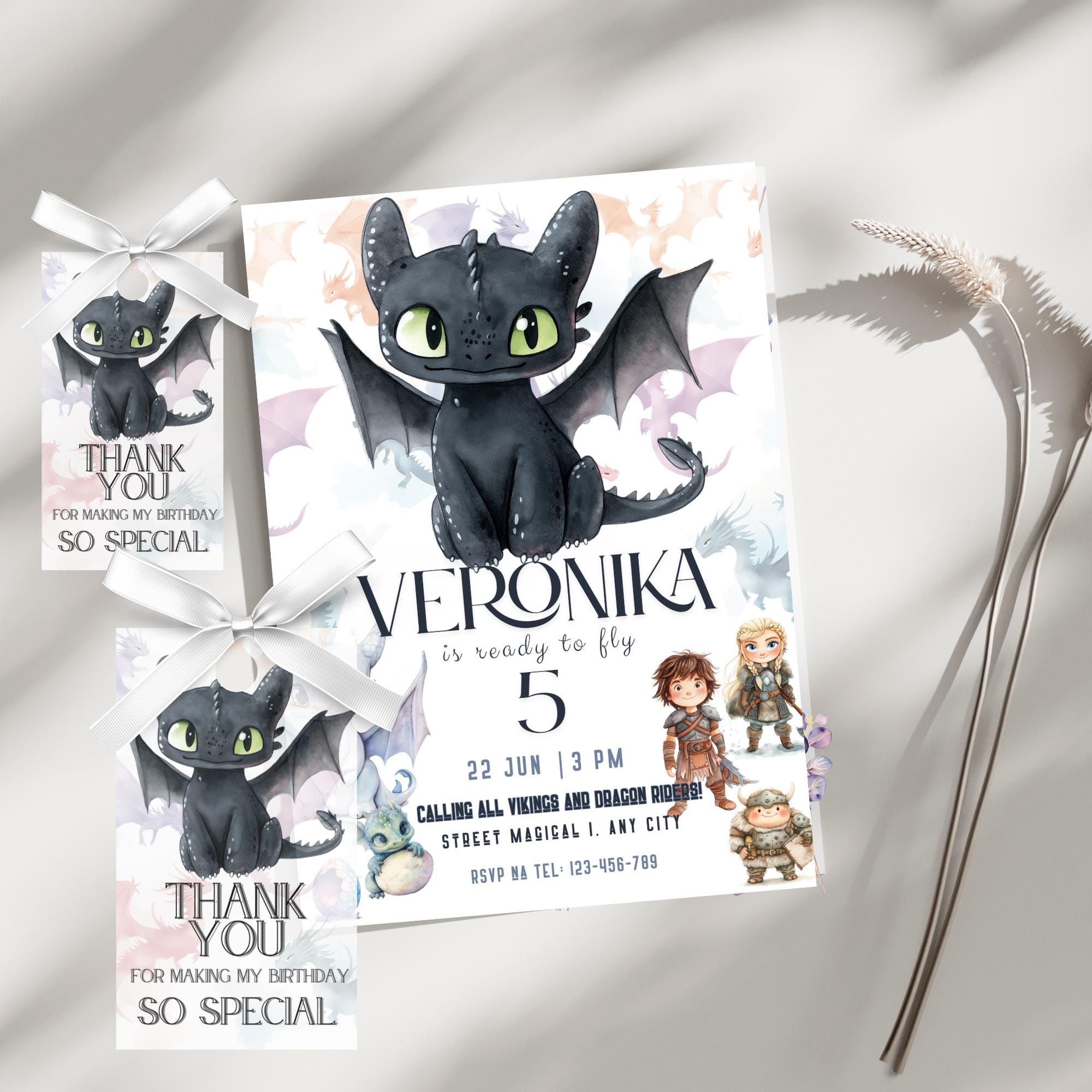 Toothless Dragon Thank You Card: How to Train Your Dragon Party ...