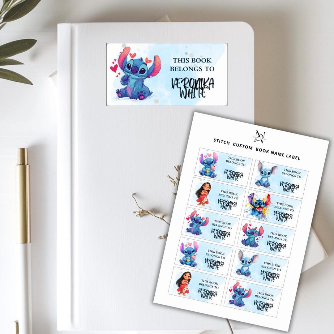Lilo & Stitch Book Labels: Editable School Name Tags (digital Download ...