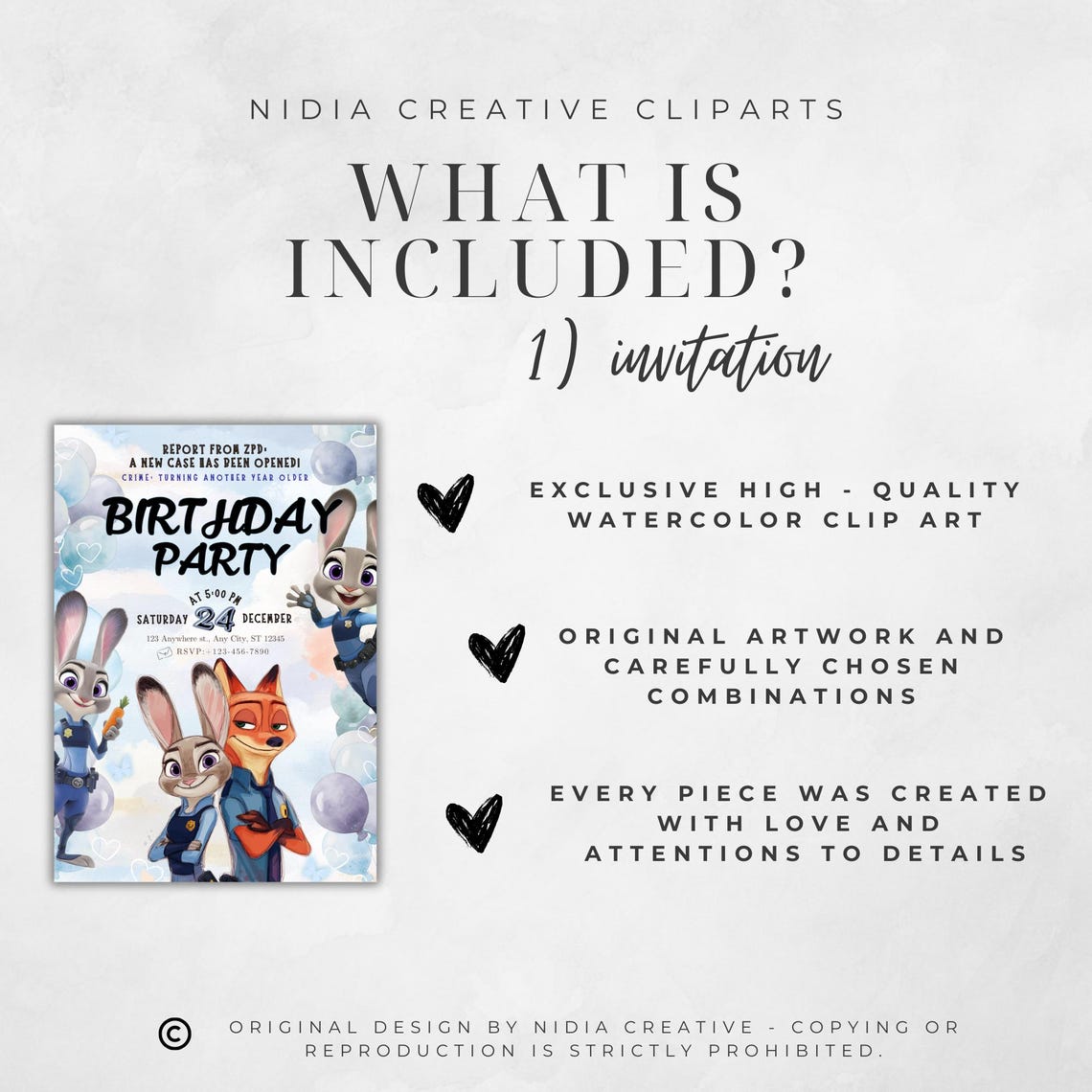 Zootopia Judy Hopps Birthday Invitation: Editable Canva Template ...