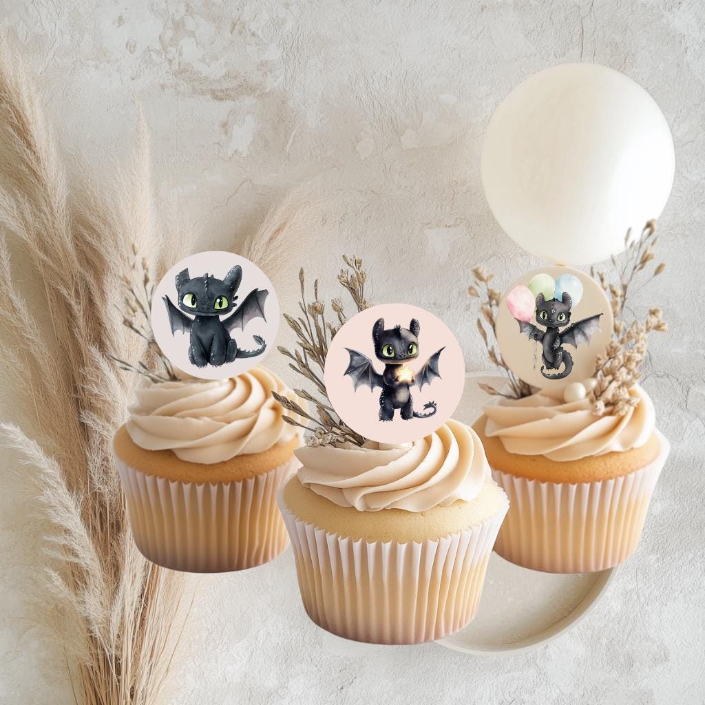 Toothless Cupcake Toppers: How to Train Your Dragon Party (printable ...