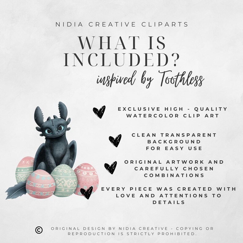 Toothless Easter Clipart: Watercolor Characters, Decorations (digital ...