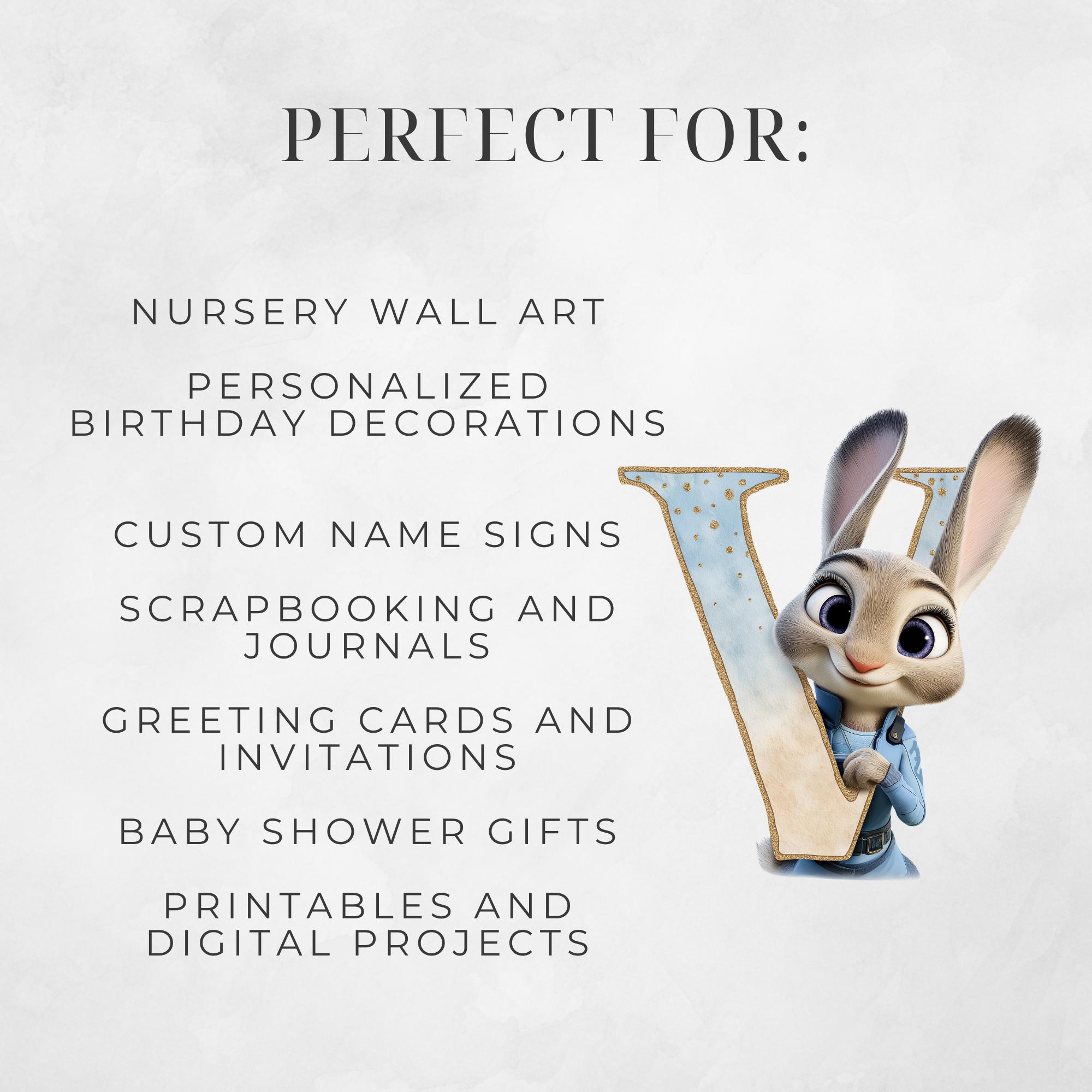 Judy Hopps Zootopia Alphabet Clipart: Watercolor Letters (digital ...
