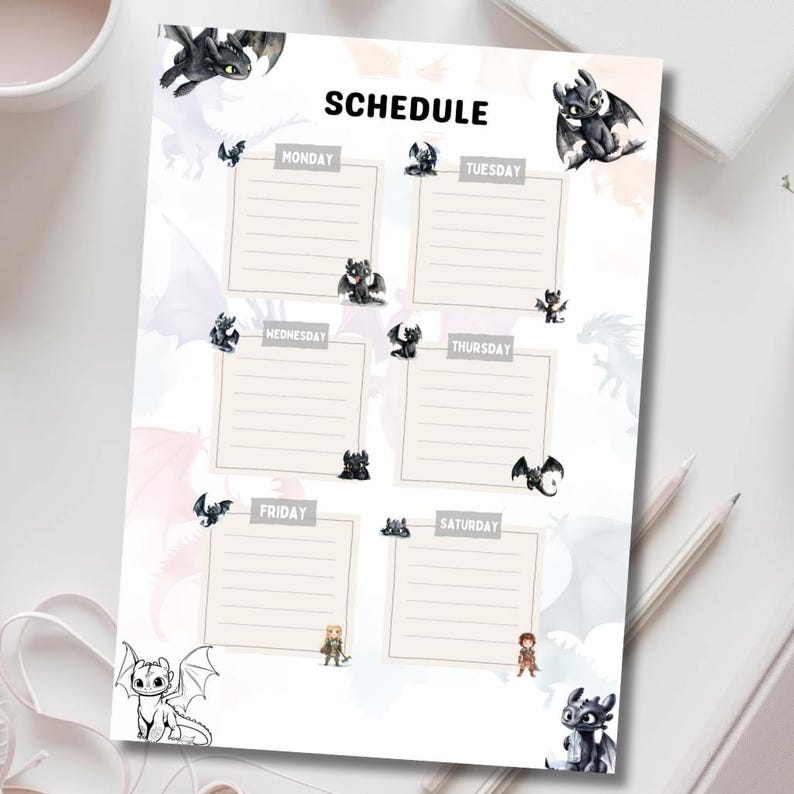 How to Train Your Dragon Weekly Planner: Editable Kids Schedule ...