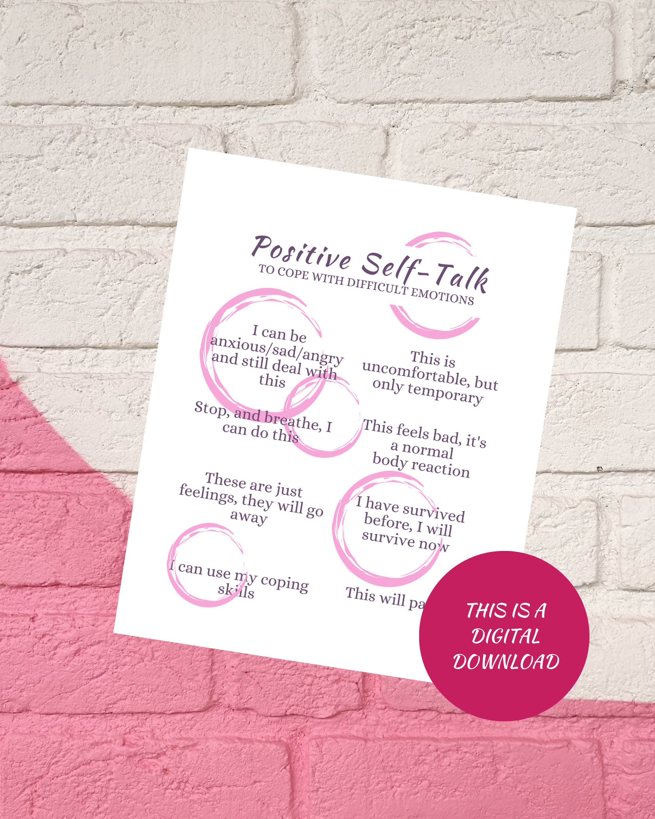 Positive Self-talk Anxiety Reducing Digital Download Printable Wall Art ...