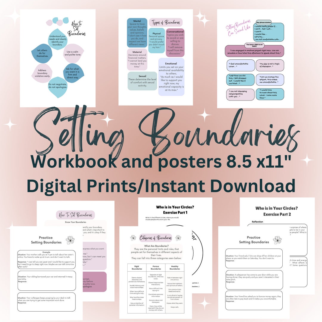 Setting Boundaries Workbook Digital Prints Mental Health & Self-care ...