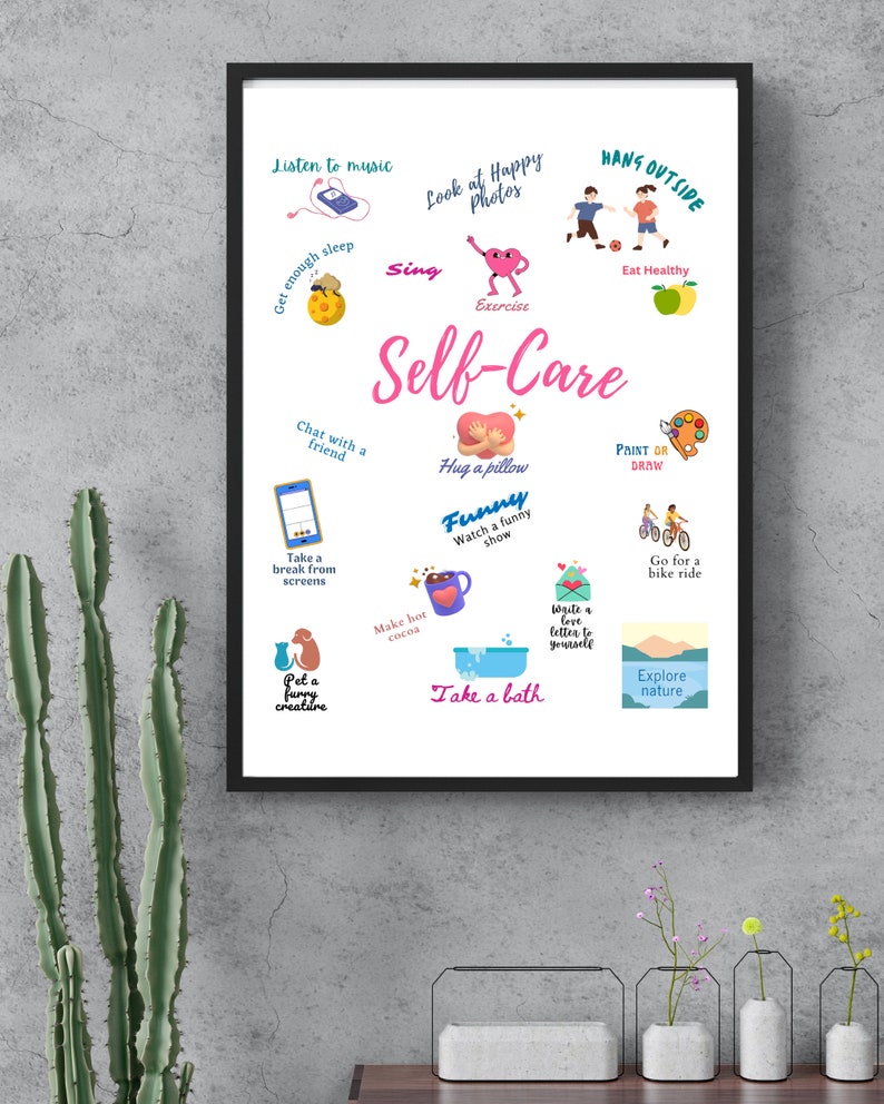 Self Care Poster, Self Love, Be Kind, Check In, Therapy Office, Digital ...