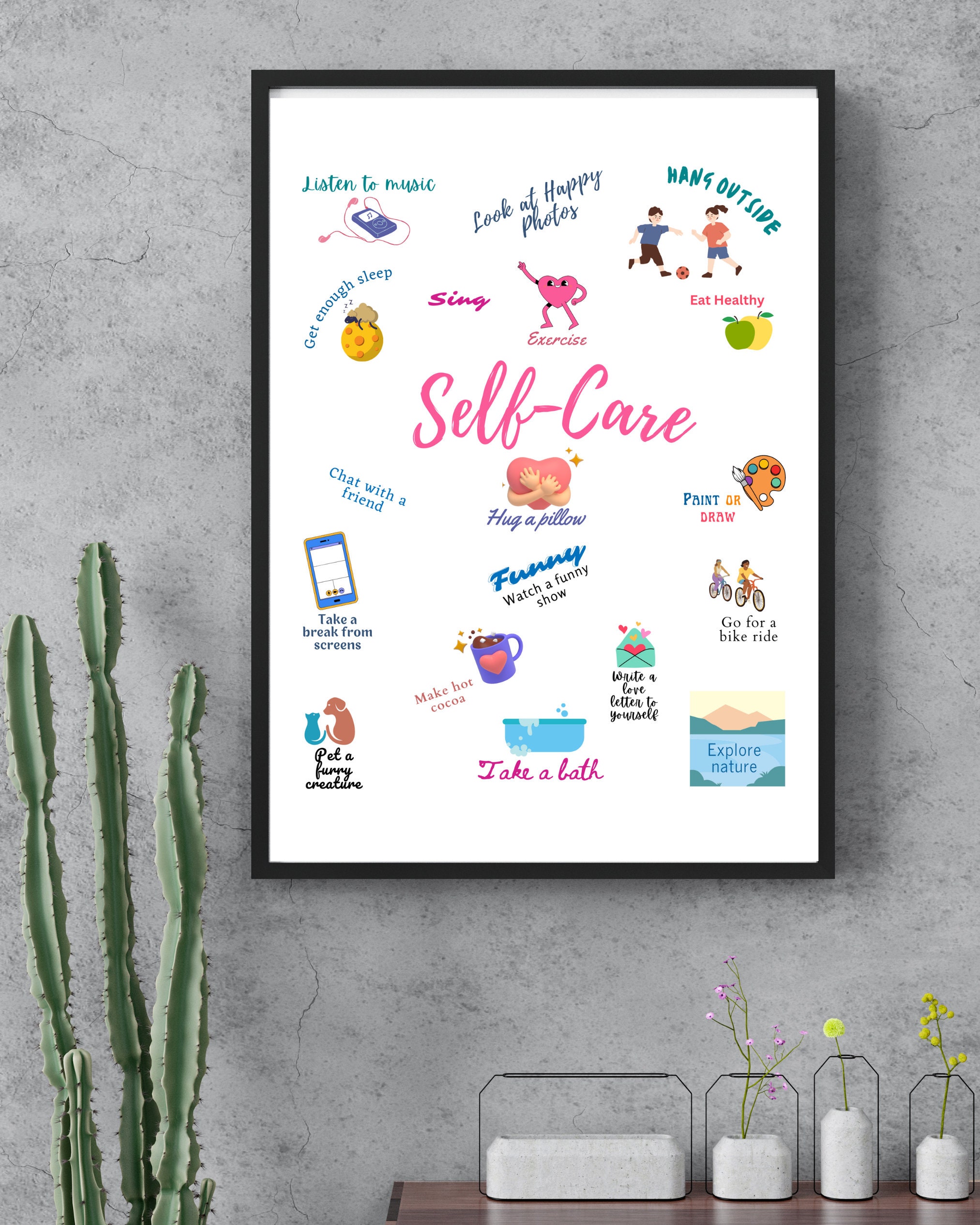 Self Care Poster, Self Love, Be Kind, Check In, Therapy Office, Digital ...