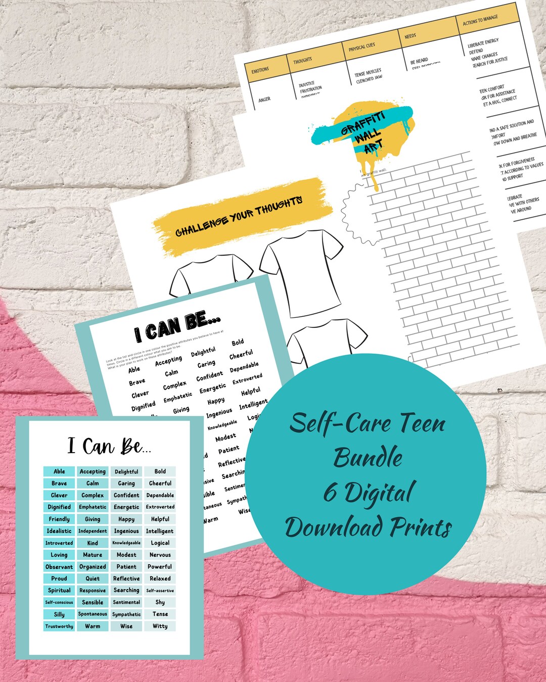 Teen Coping Self-care Mental Health Activities Bundle, Counselling ...