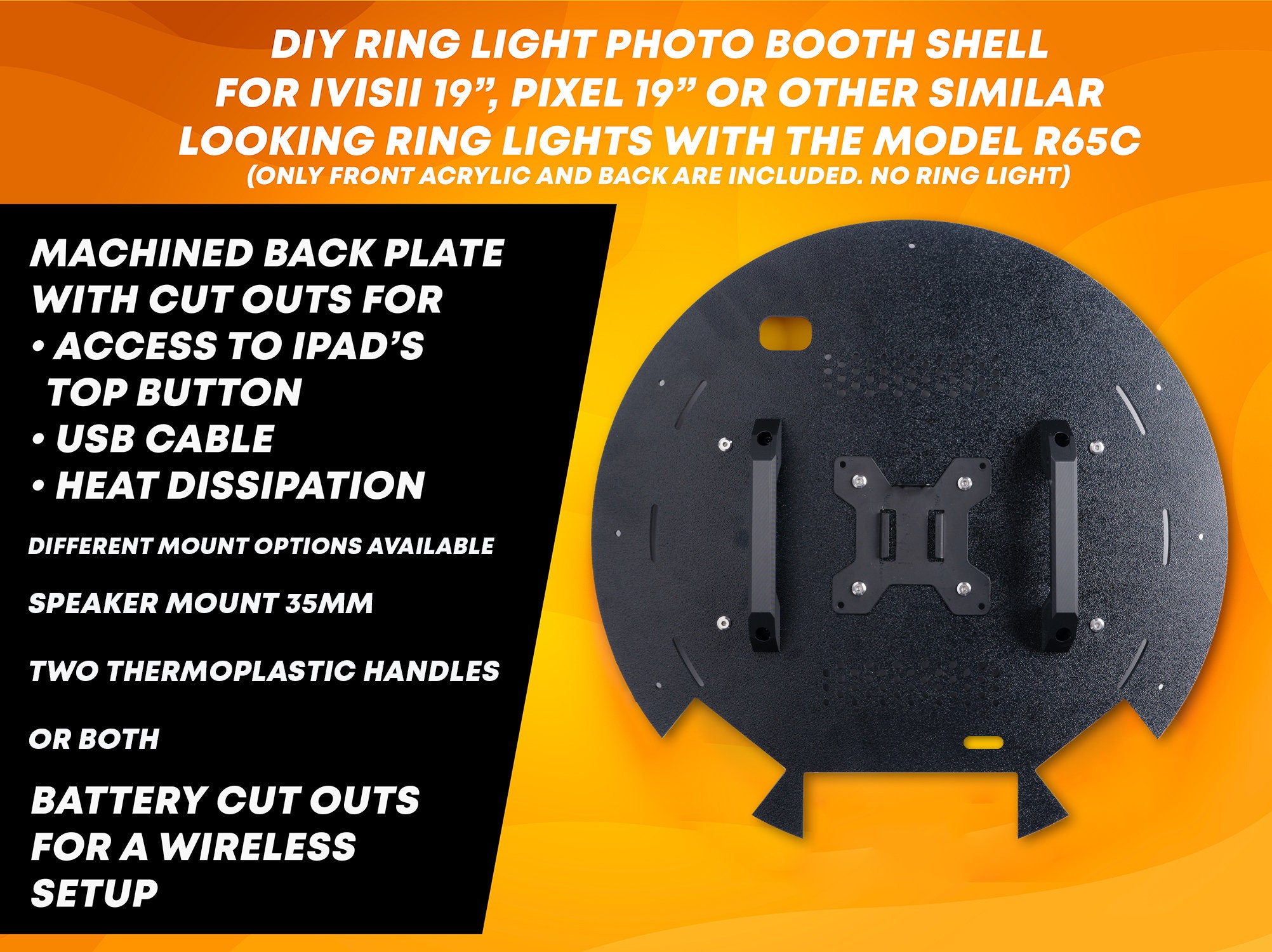 DIY Ring Light iPad Photo Booth Front and Back Plates for IVISSI, PIXEL ...