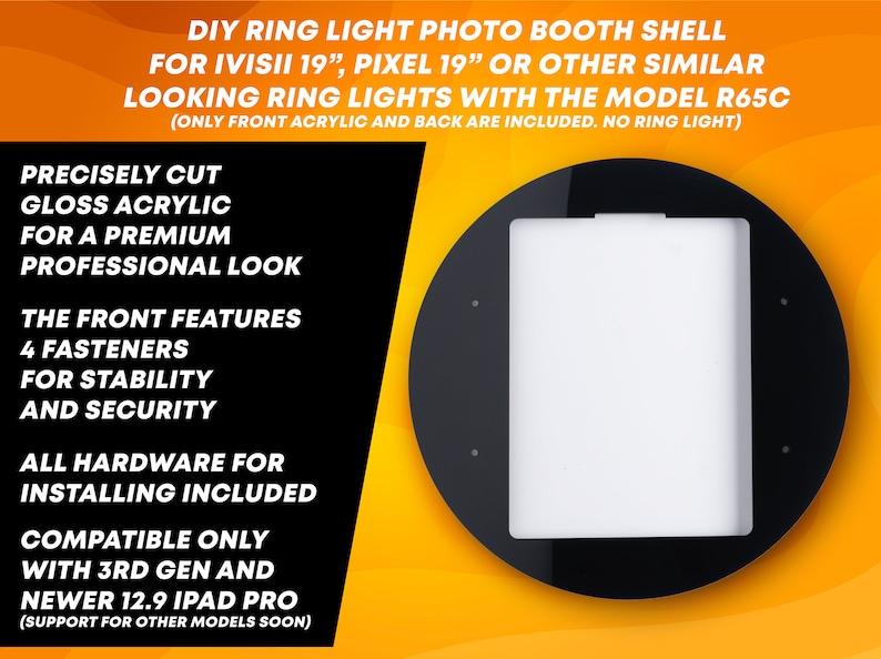 DIY Ring Light iPad Photo Booth Front and Back Plates for IVISSI, PIXEL ...