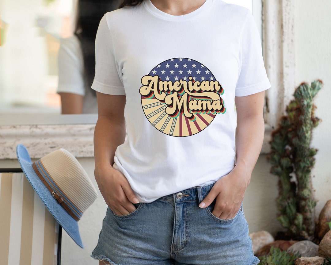 American Mama Shirt, America Shirt, American Flag Shirt, Retro Mama ...