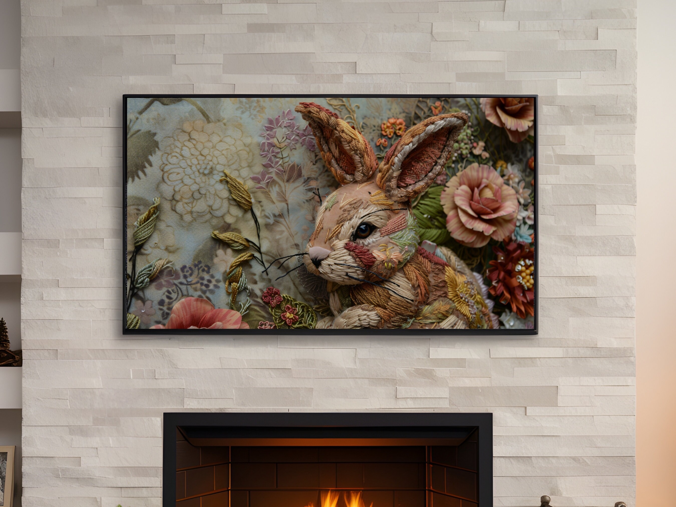 Embroidered Bunny Easter TV Art, 4, Lg Tv Frame Art, Lg Tv Art, Lg ...