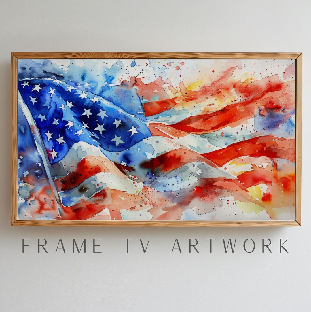 American Flag Watercolor TV Art, American Flag Frame Tv, the Frame Tv ...