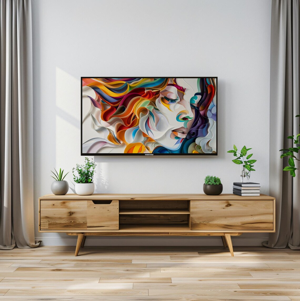 Paper Woman Frame TV Art, Frame Tv Art Woman, Curated Frame Tv, Boho ...