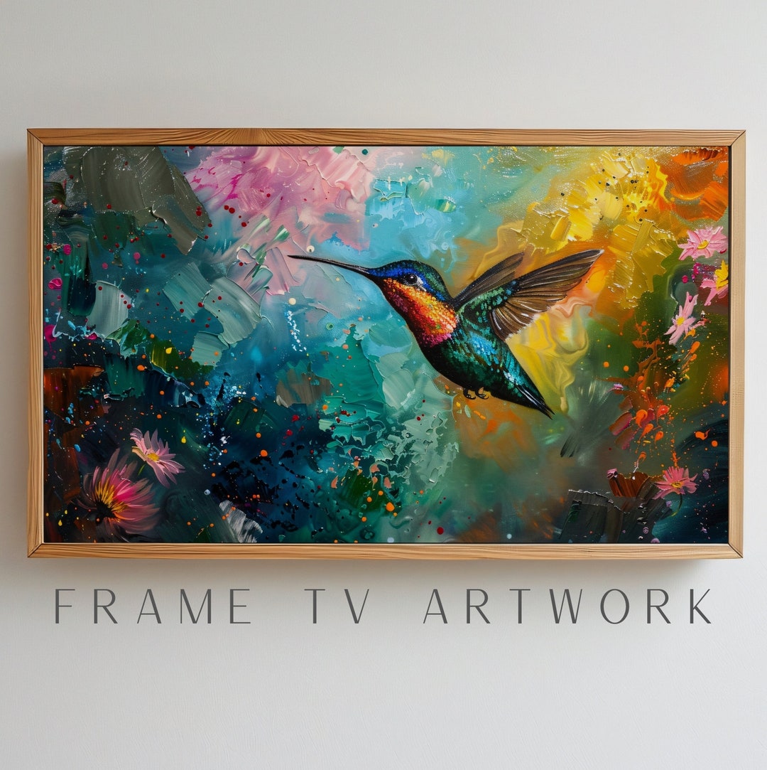 Hummingbird Impasto Frame TV Art, Samsung Frame Tv Art, 4k Frame Tv Art ...