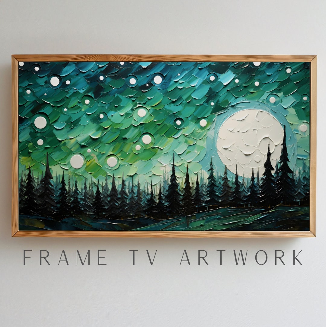 Chunky Green Forrest Frame TV Art, Frame Tv Art Seasons, Boho Frame Tv ...