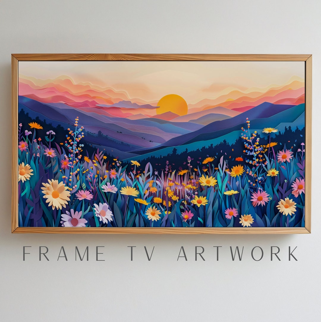 Paper Mountains TV Art, Boho Frame Tv Art, Samsung Frame Tv Art, 4k ...