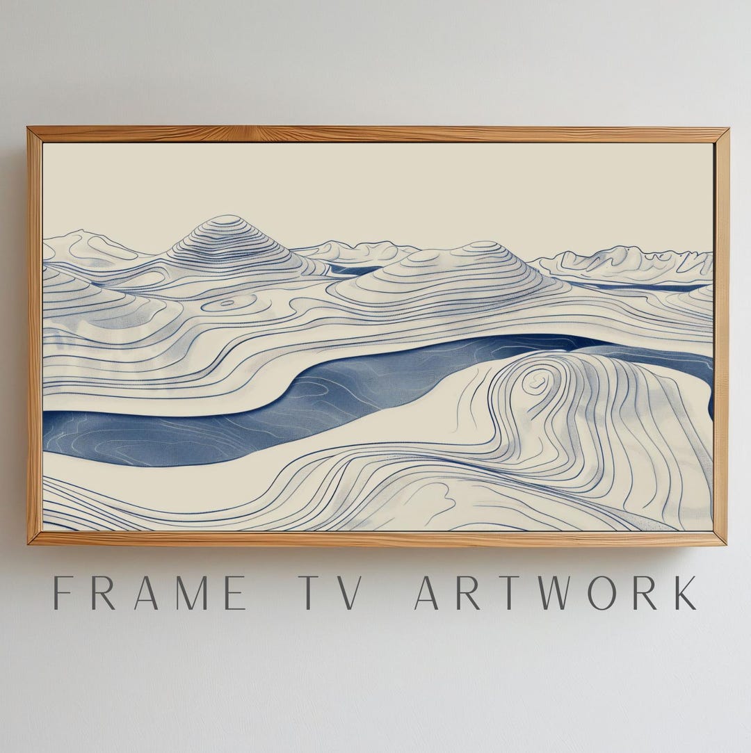 River Line Drawing TV Art, Masculine Frame Tv Art, Frame Tv Art ...