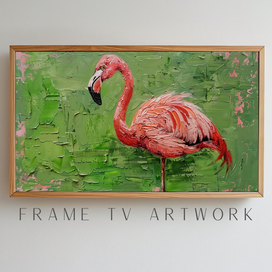 Textured Pink Flamingo Frame TV Art, Samsung Frame Tv Art, Frame Tv Art ...