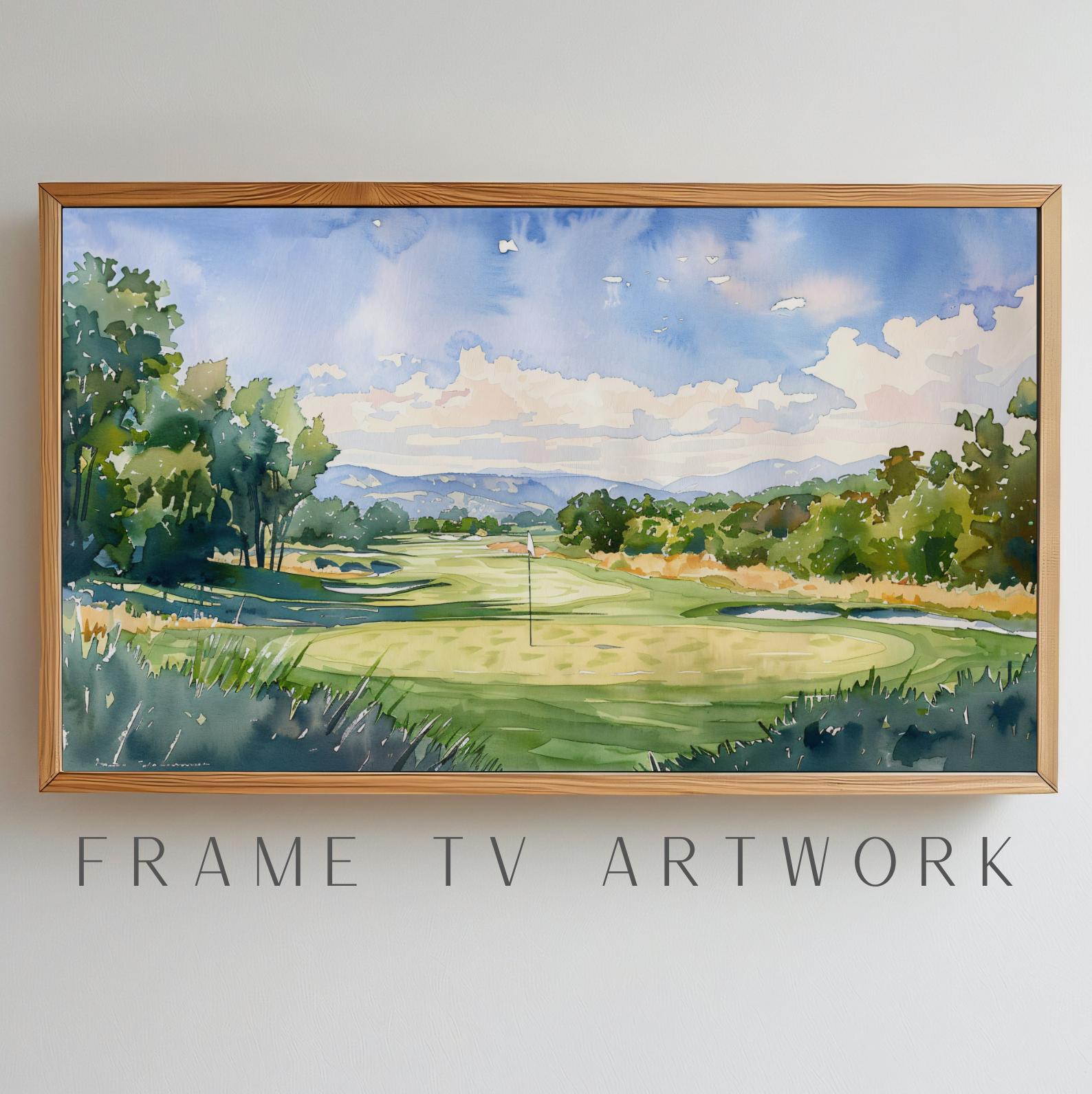 Golf Course Watercolor Frame TV Art, Golf Frame Tv Art, Samsung Frame ...