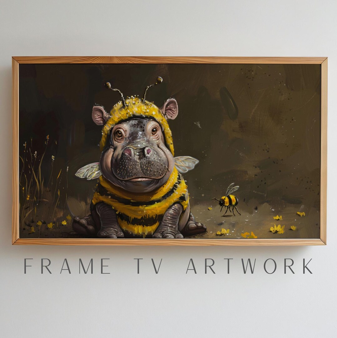 Baby Hippo Bumble Bee TV Art, Frame Tv Art Halloween, Frame Tv Happy ...