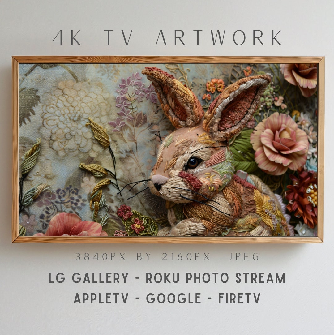 Embroidered Bunny Easter TV Art, 4, Lg Tv Frame Art, Lg Tv Art, Lg ...