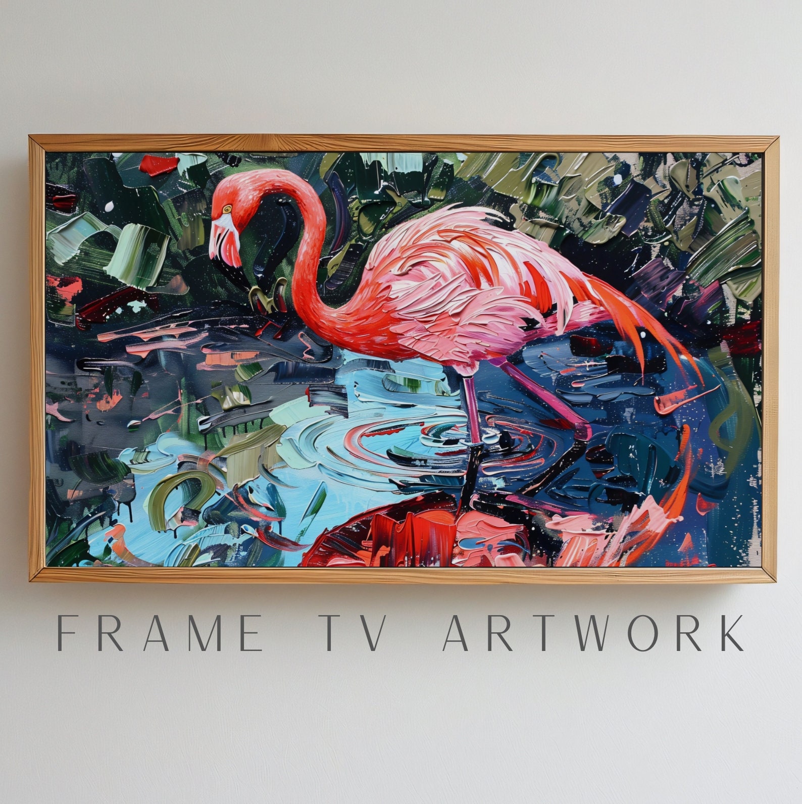 Pink Flamingo Art for Frame TV, Samsung Frame Tv Art, 4k Frame Tv Art ...