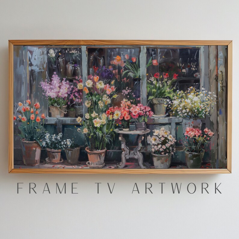 Flowerpots Painting TV Art, Samsung Frame Tv Art, 4k Frame Tv Art, Boho ...