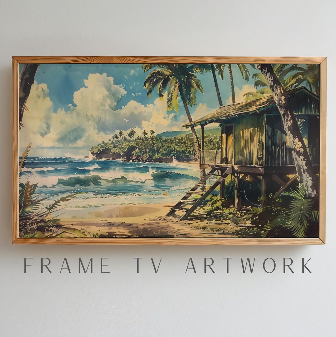 Hawaiian Surf Hut TV Art, Frame Tv Hawaii, Hawaii Frame Tv Art, Tv Art ...