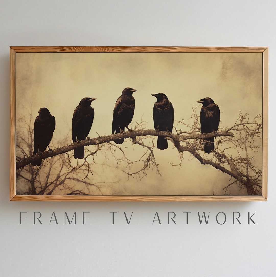 Crows on Branch Frame TV Art, Samsung Frame Tv Art, Boho Frame Tv ...