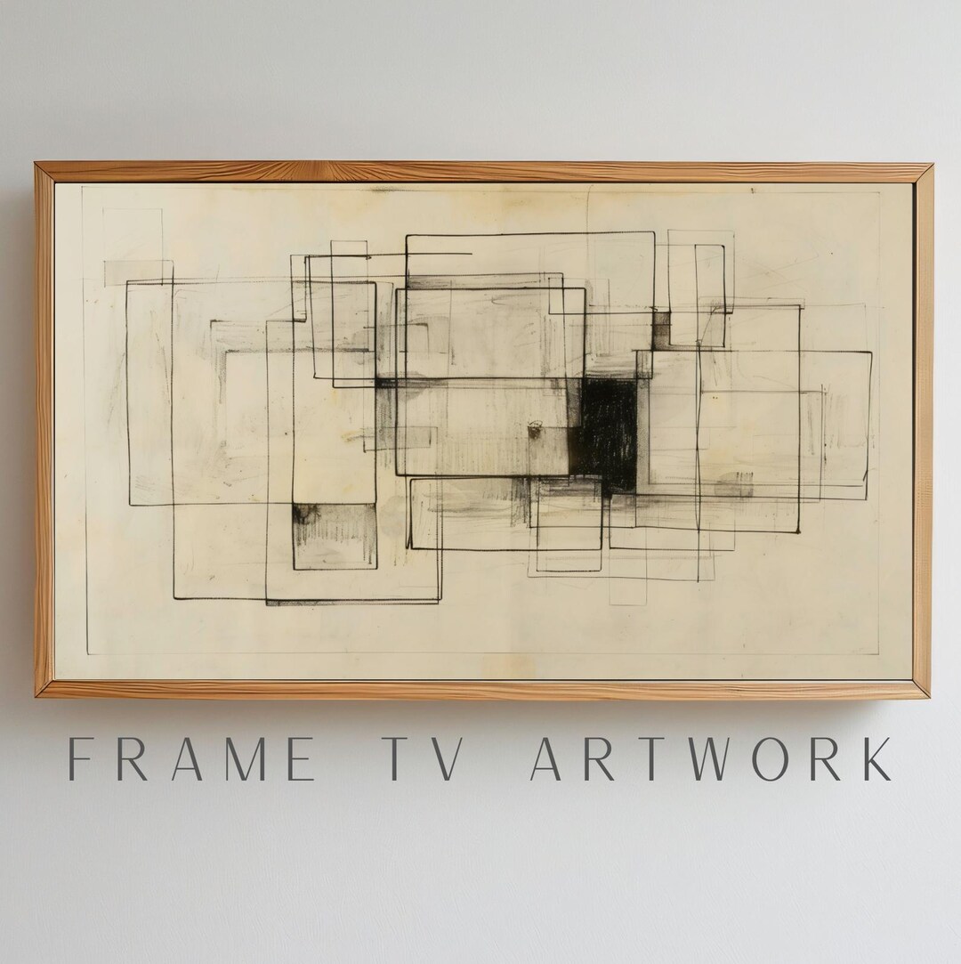 Vintage Sketch TV Art, Mid Century Frame Tv, Masculine Frame Tv Art ...